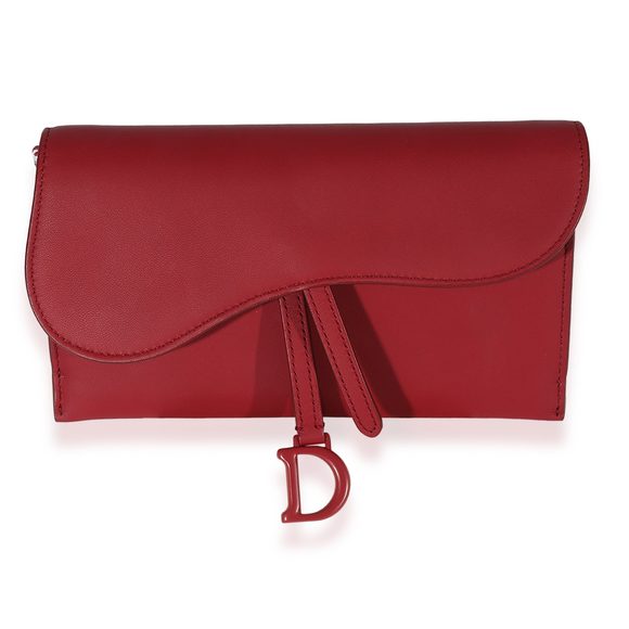 Dior | Bags | Christian Dior Red Ultramatte Calfskin Saddle Long Chain ...